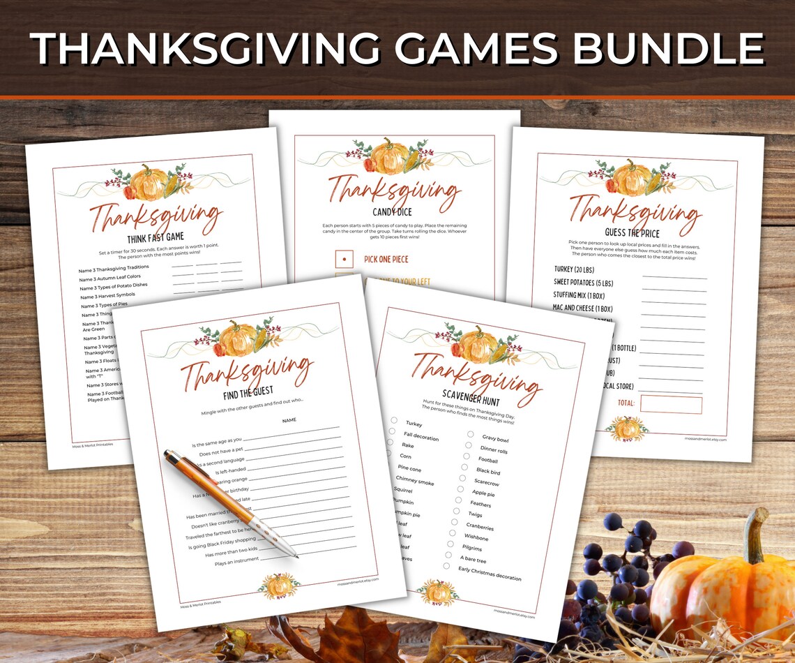 Thanksgiving Game BUNDLE | 18 Games | Thanksgiving Trivia | Would You ...