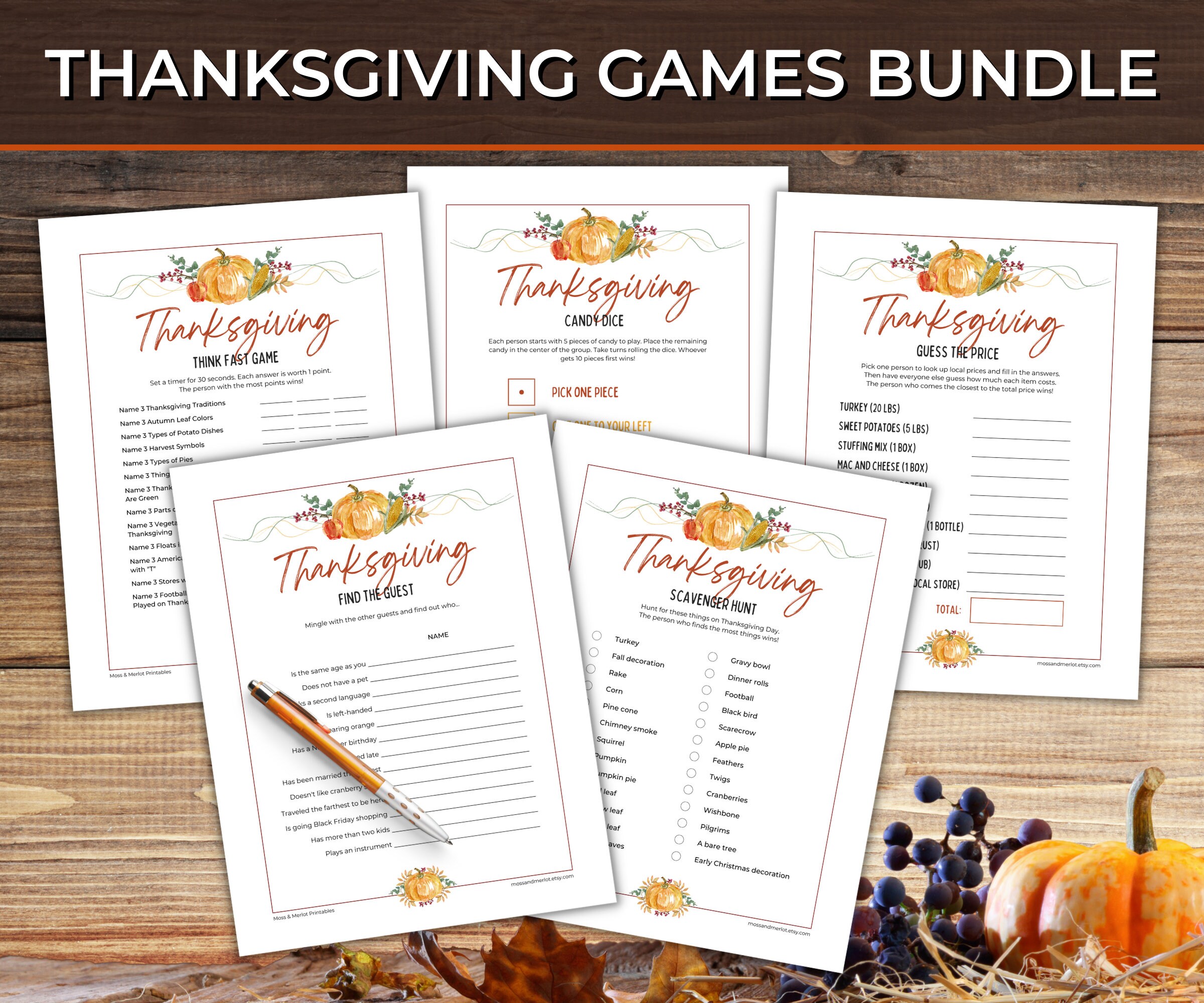 Thanksgiving Game BUNDLE | 18 Games | Thanksgiving Trivia | Would You ...