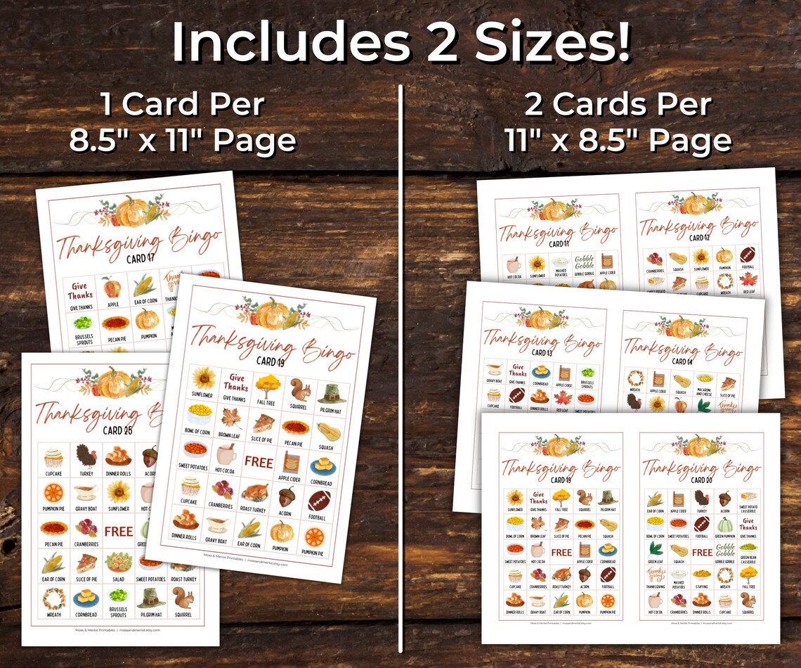 Thanksgiving Printable Bingo Game, Thanksgiving Family Game, 32 Bingo ...