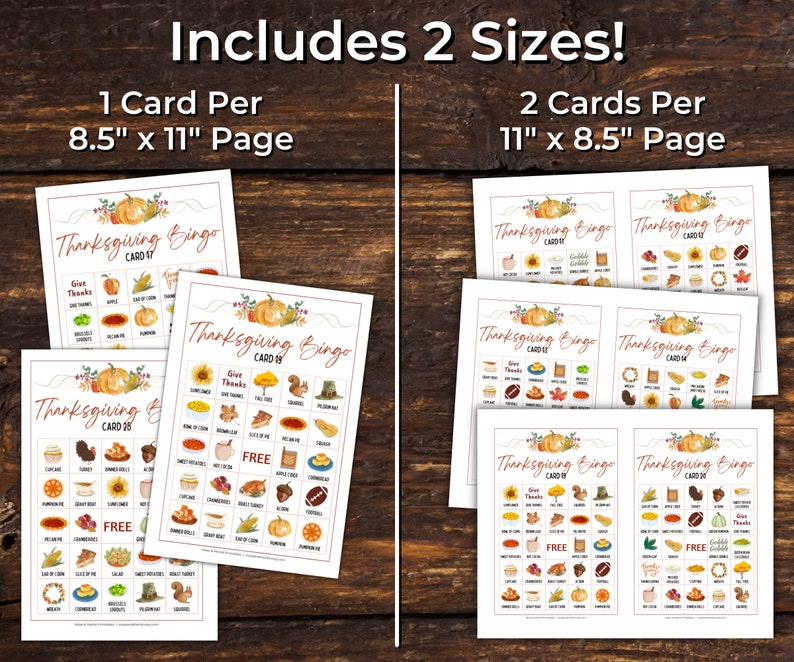 Thanksgiving Printable Bingo Game, Thanksgiving Family Game, 32 Bingo ...
