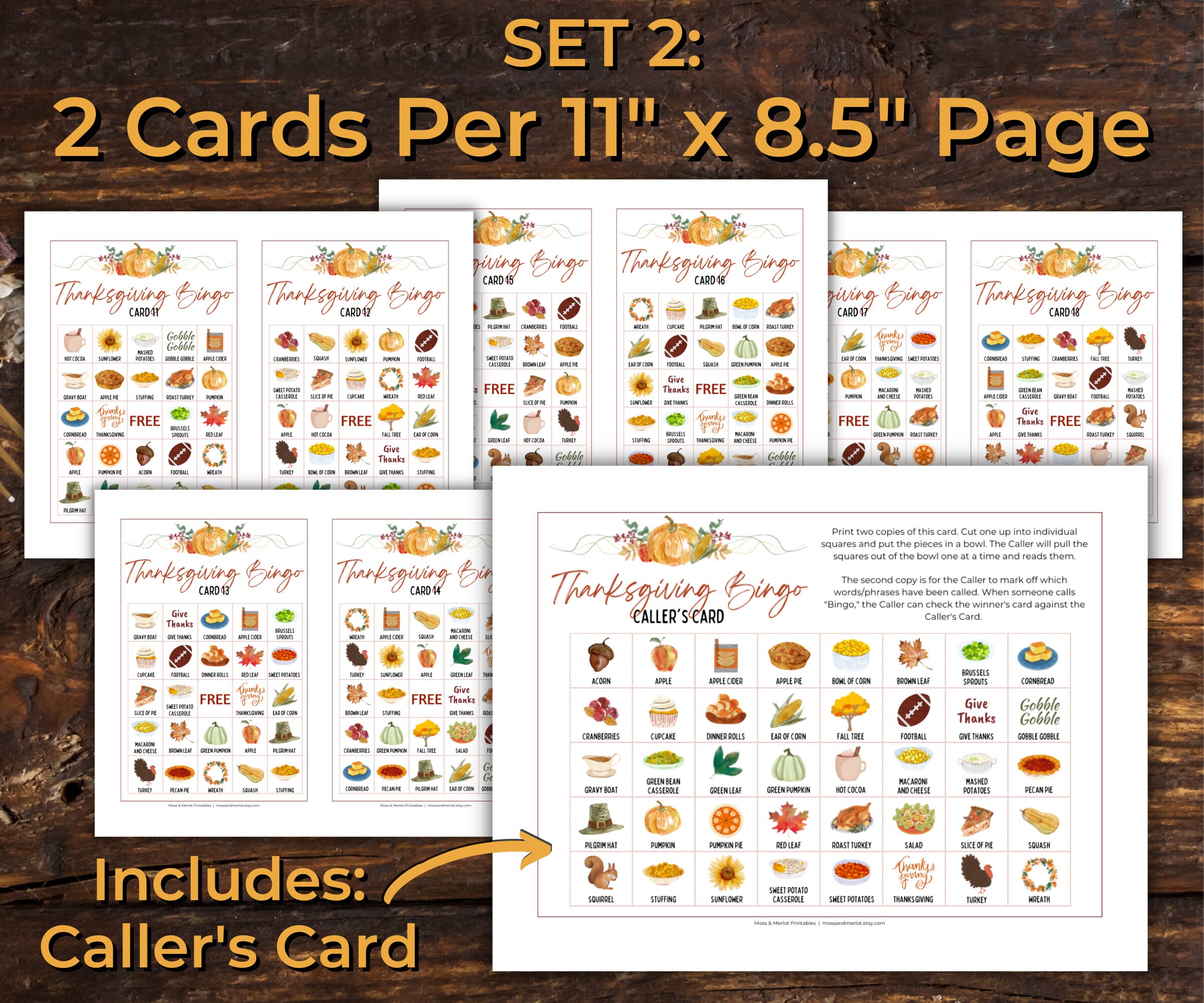 Thanksgiving Printable Bingo Game, Thanksgiving Family Game, 32 Bingo ...