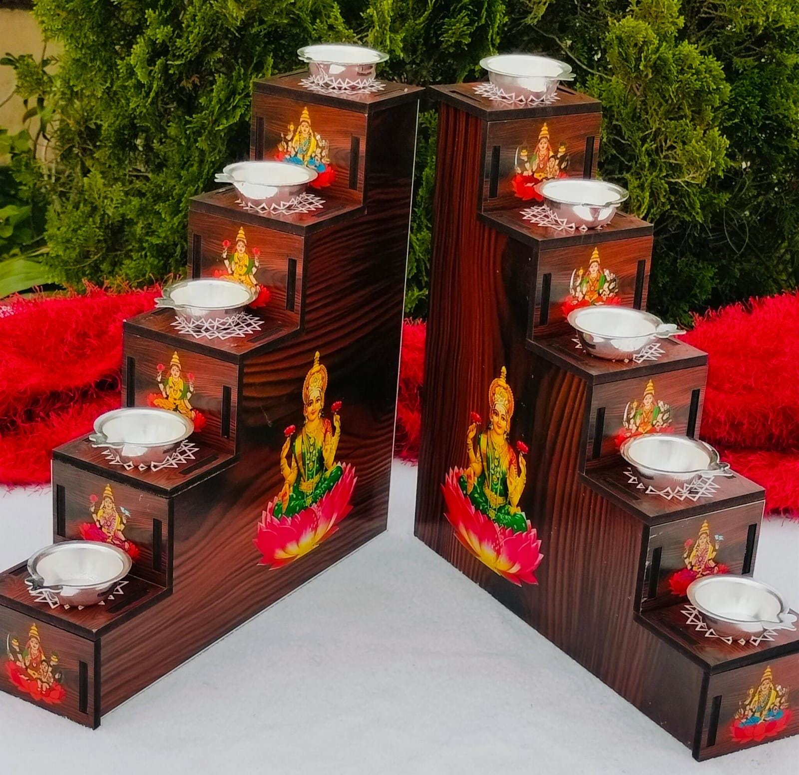 Ashtalakshmi Wooden Diya Stand: Detachable 5-step Stair Pair - Etsy