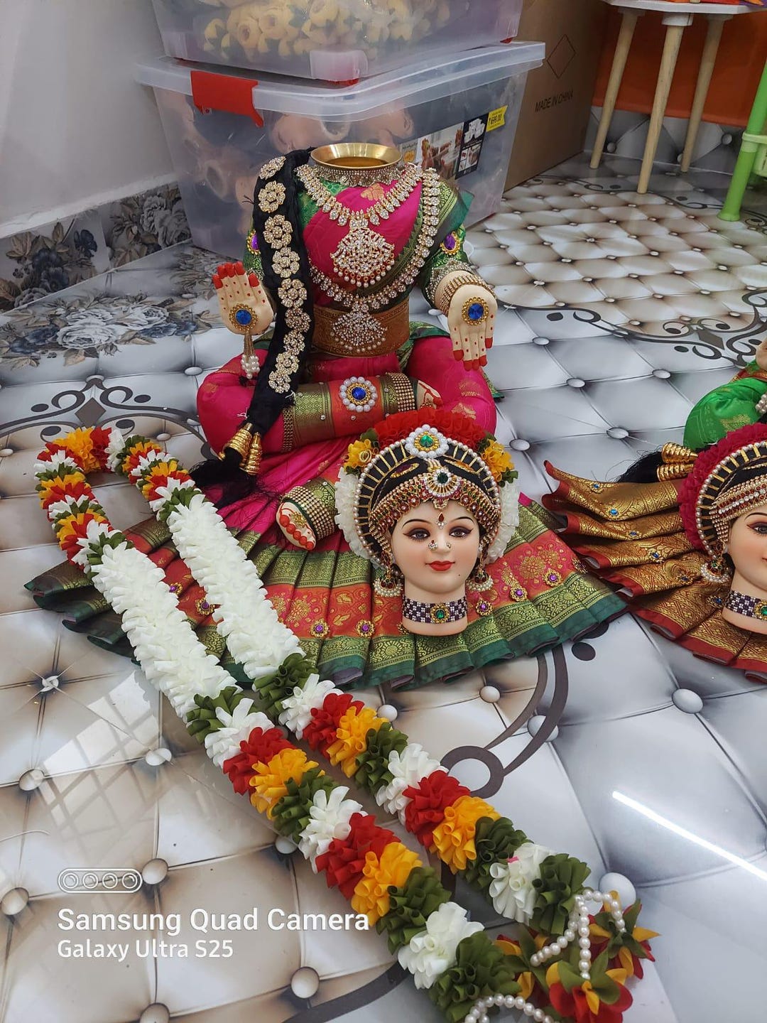 32" Vara Mahalakshmi Idol: Brass, Silk & AD Stone Jewels - Etsy