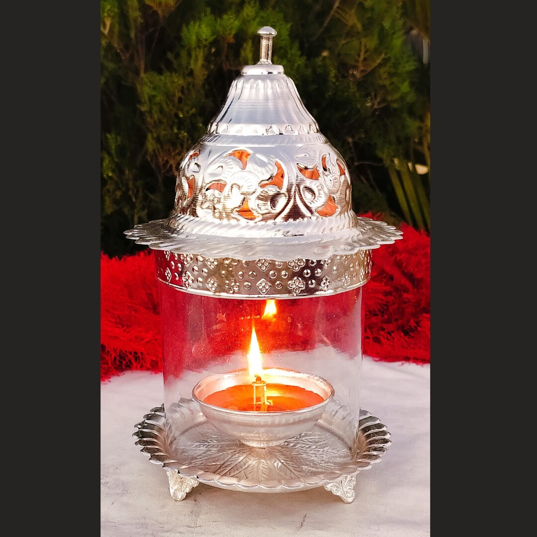 German Silver Big Size Akhand Diya for Navratri 5-6 Inches Restocked - Etsy