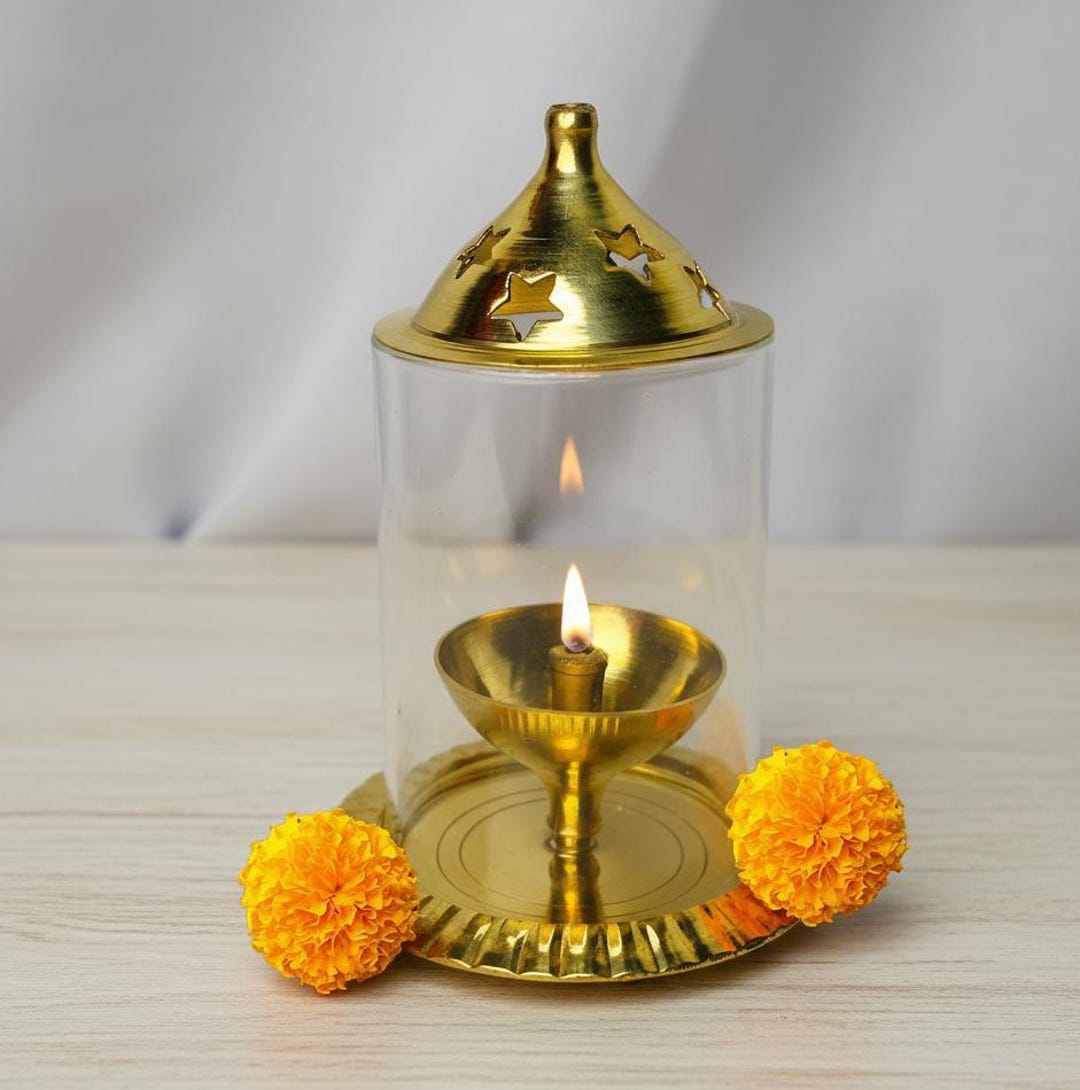 Brass Akhand Diya With Screw: Traditional Oil Lamp for Pooja - Etsy