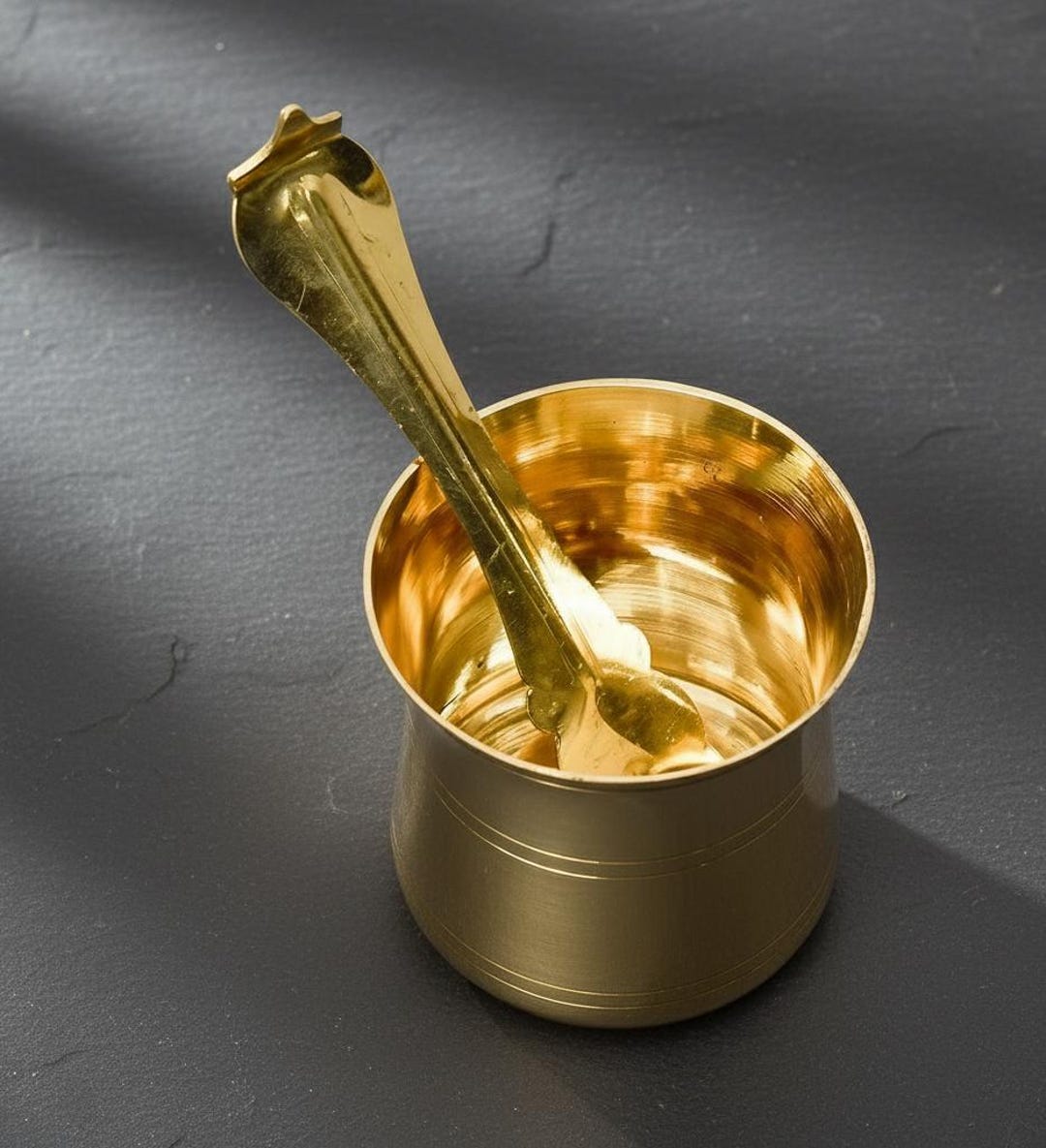 Brass Panchpatra With Achamani: Traditional Pooja Ritual Set - Etsy