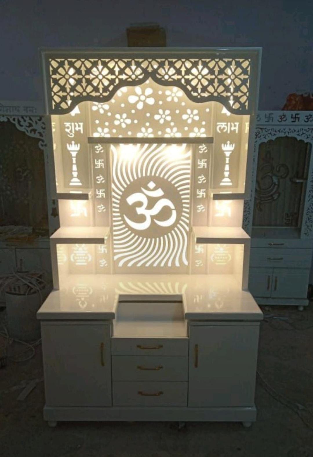 Hindu Wooden Temple- White Mandir for Home Big, Wooden Temple With ...