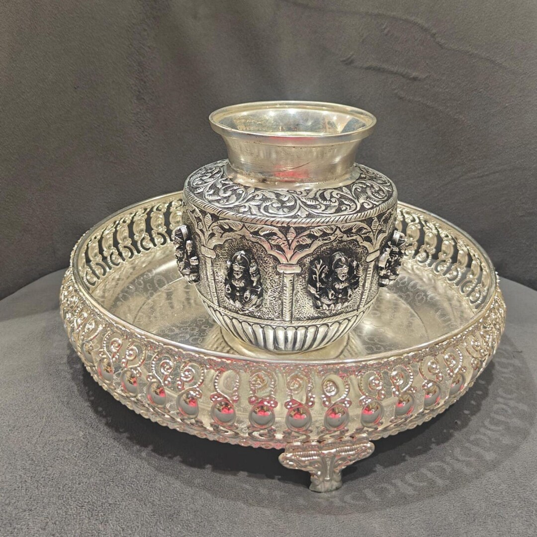 German Silver Plate With Ashtalakshmi Kalash#germansilveritems # ...