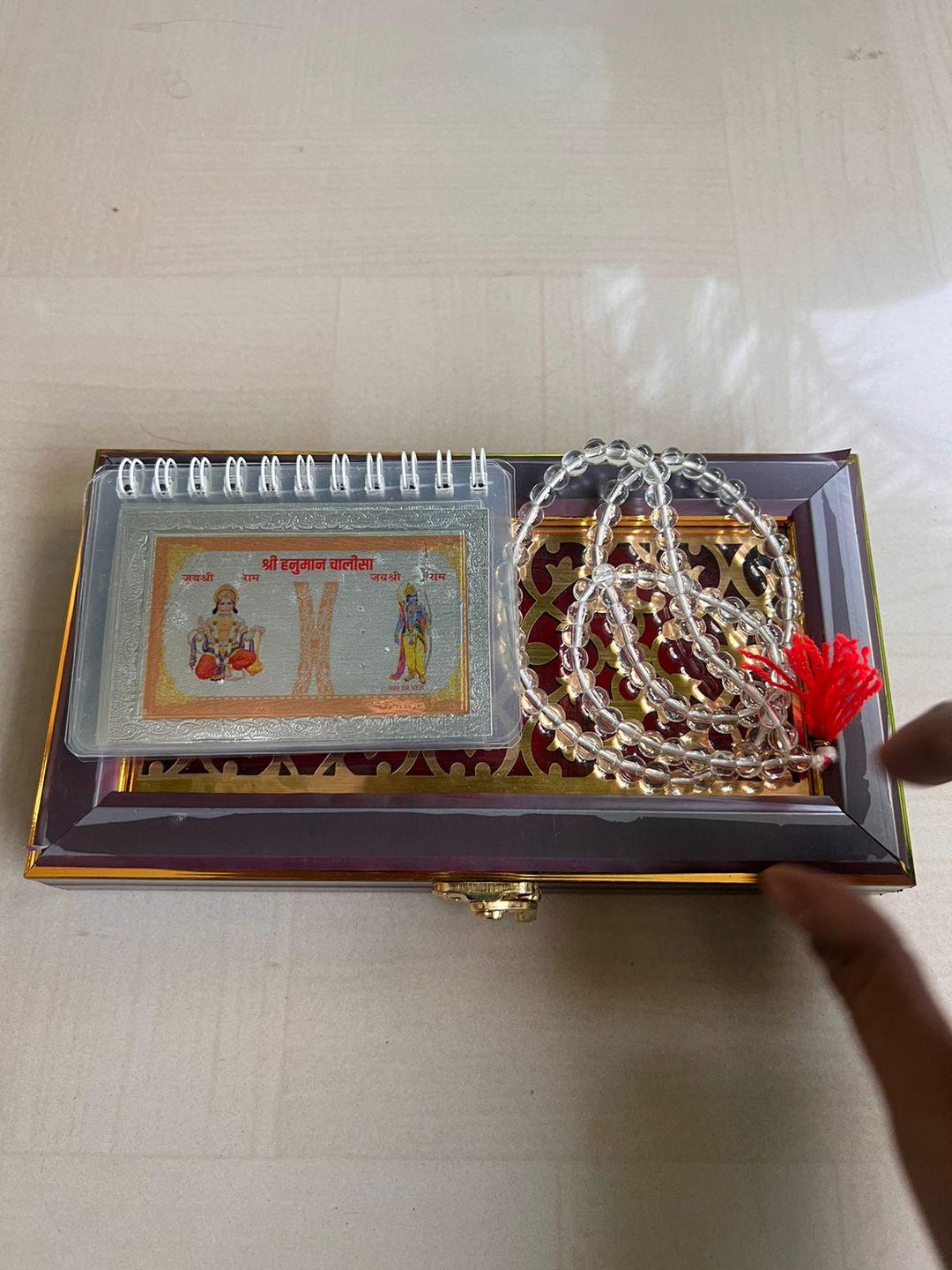 999 Silver Hanuman Chalisa Chanting Book With 108 Beads Mala Crystals ...