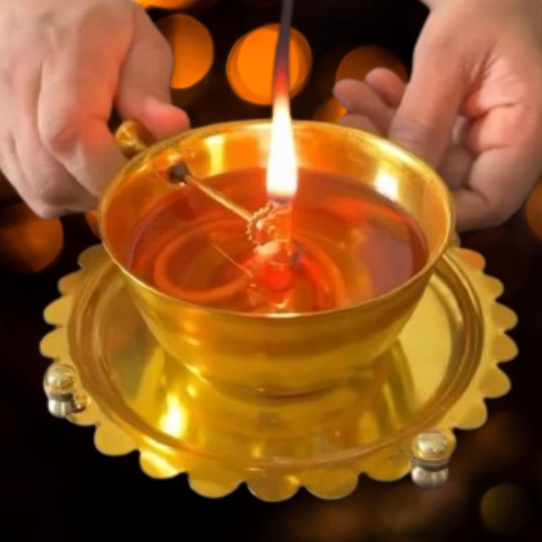 Akhand Diya,akhand Deep With Wick Lifting Screw and Borosil Glass - Etsy