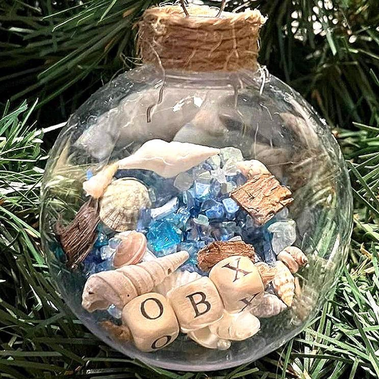 Beach Christmas Ornament: OBX Nautical Decor, Shells & Glass - Etsy