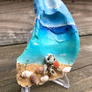 Sea Turtle, Shelf Table Sitter, Oyster Shell, Nautical Decor, Gifts for ...