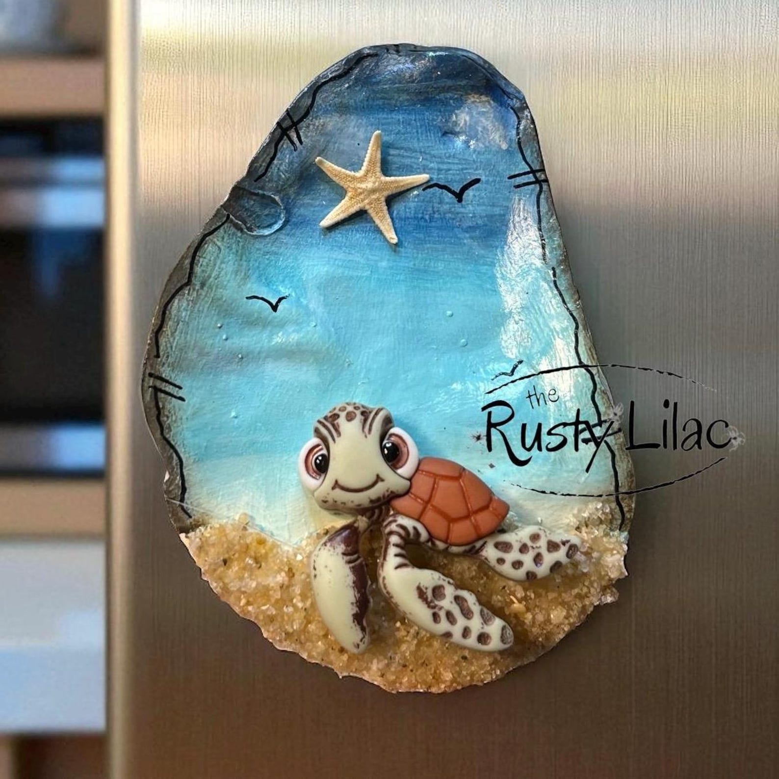 Oyster Shell Sea Turtle Magnet: Personalized Beach Decor - Etsy
