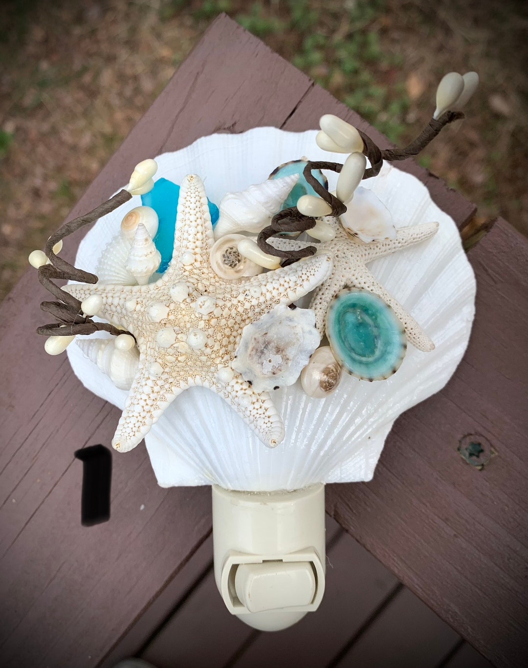 Beach Decor, Seashell Night Light, Nautical Decor, Coastal Decor Shell ...