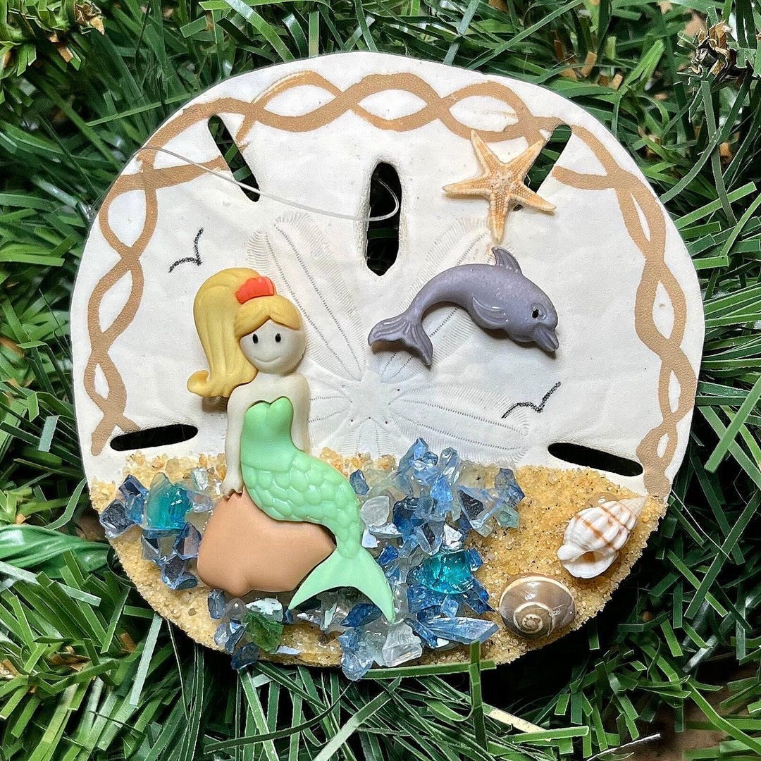Mermaid Ornament, Sand Dollar, Table Sitter, Nautical Decor, Gifts for ...
