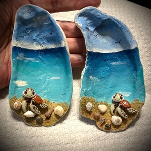 Sea Turtle, Shelf Table Sitter, Oyster Shell, Nautical Decor, Gifts for ...