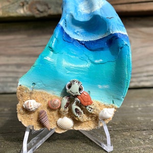 Sea Turtle, Shelf Table Sitter, Oyster Shell, Nautical Decor, Gifts for ...