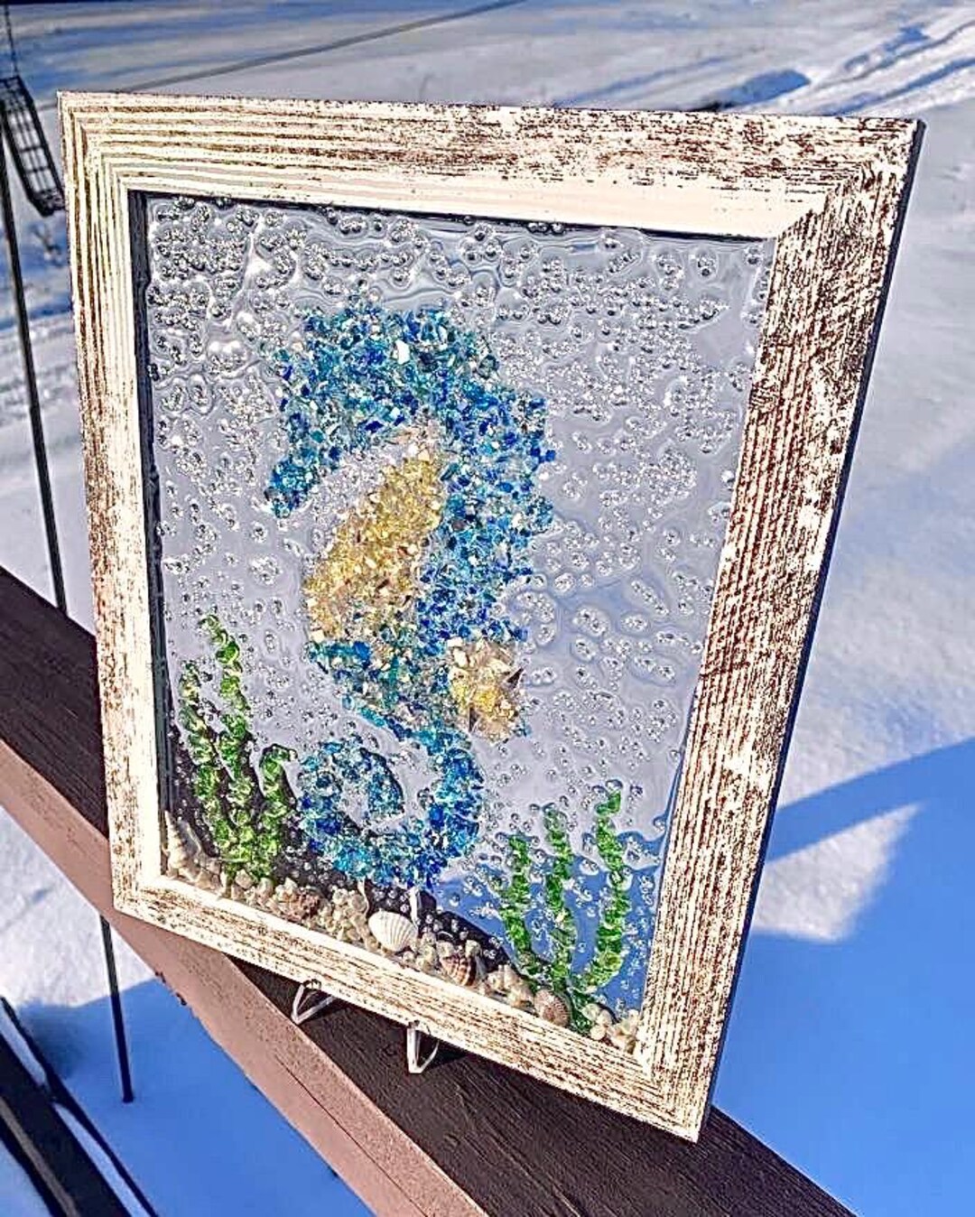 Seahorse Glass Frame, Gifts for Her, Rustic Coastal, Nautical Beach ...