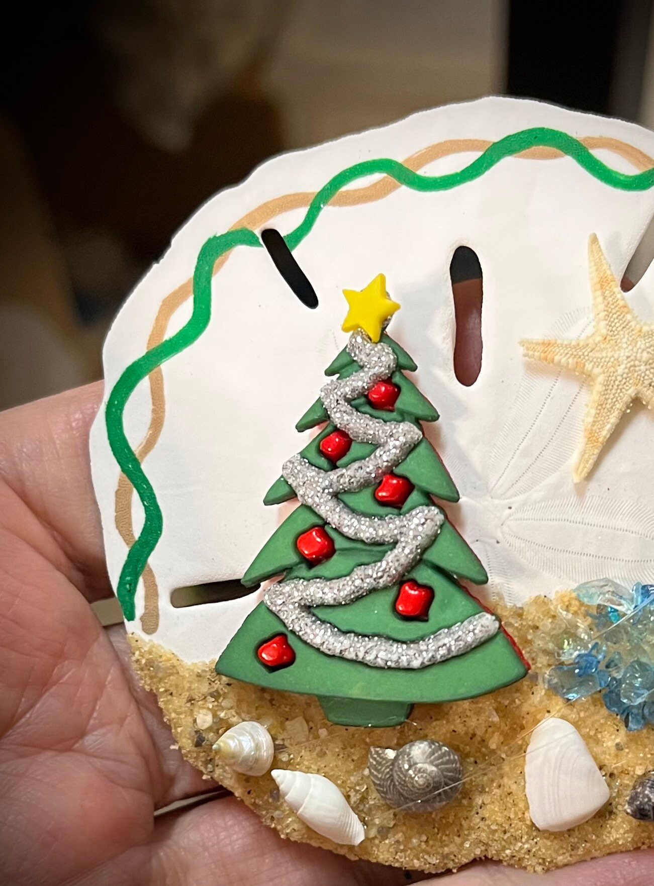 Christmas Tree Ornament Sand Dollar Table Sitter Nautical - Etsy