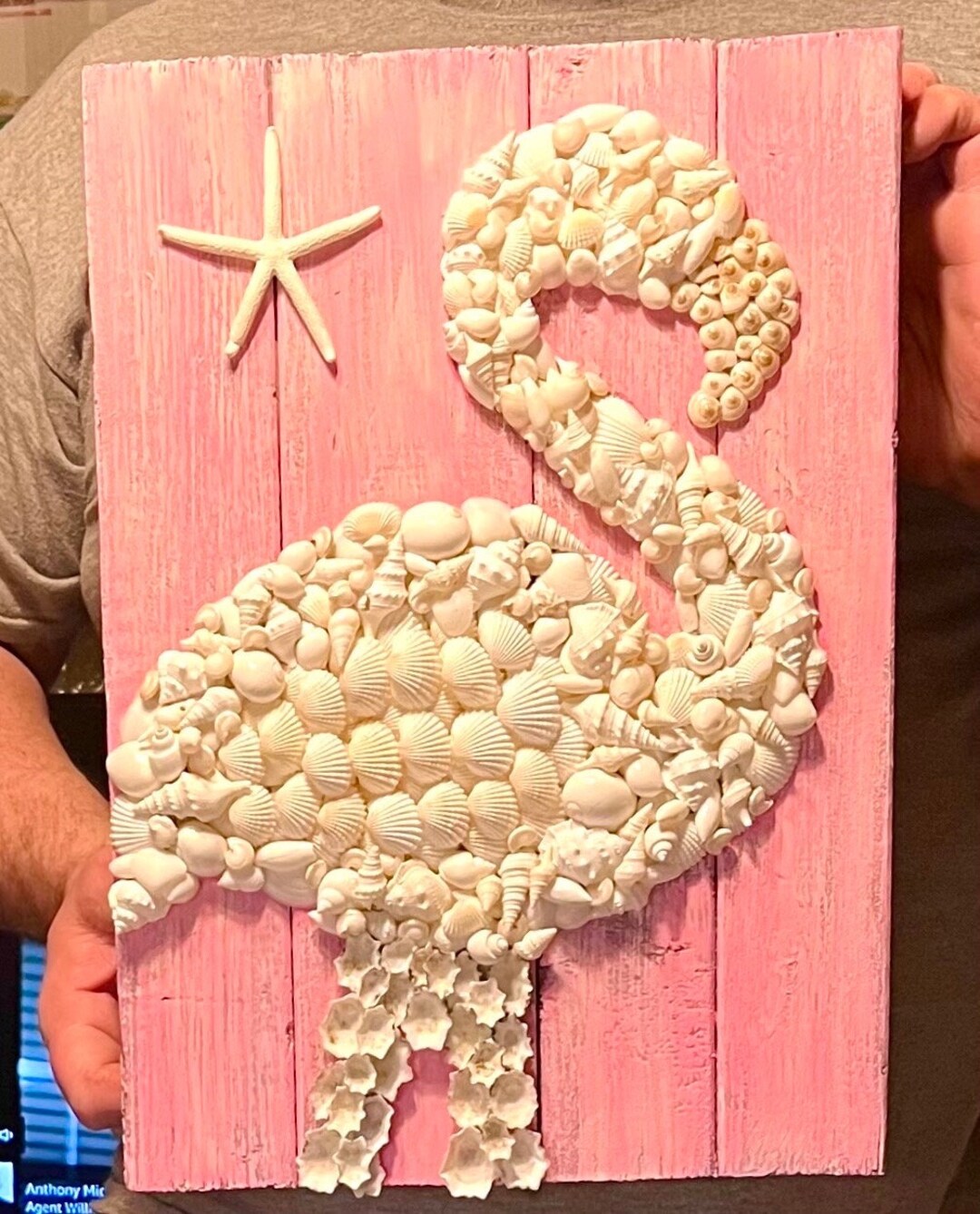 Flamingo Art, Seashell Decor, Outer Banks, Rustic Home, Gifts for Her ...