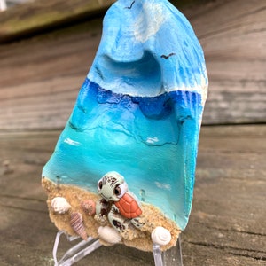 Sea Turtle, Shelf Table Sitter, Oyster Shell, Nautical Decor, Gifts for ...