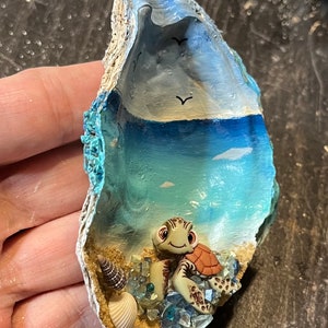 Sea Turtle, Shelf Table Sitter, Oyster Shell, Nautical Decor, Gifts for ...