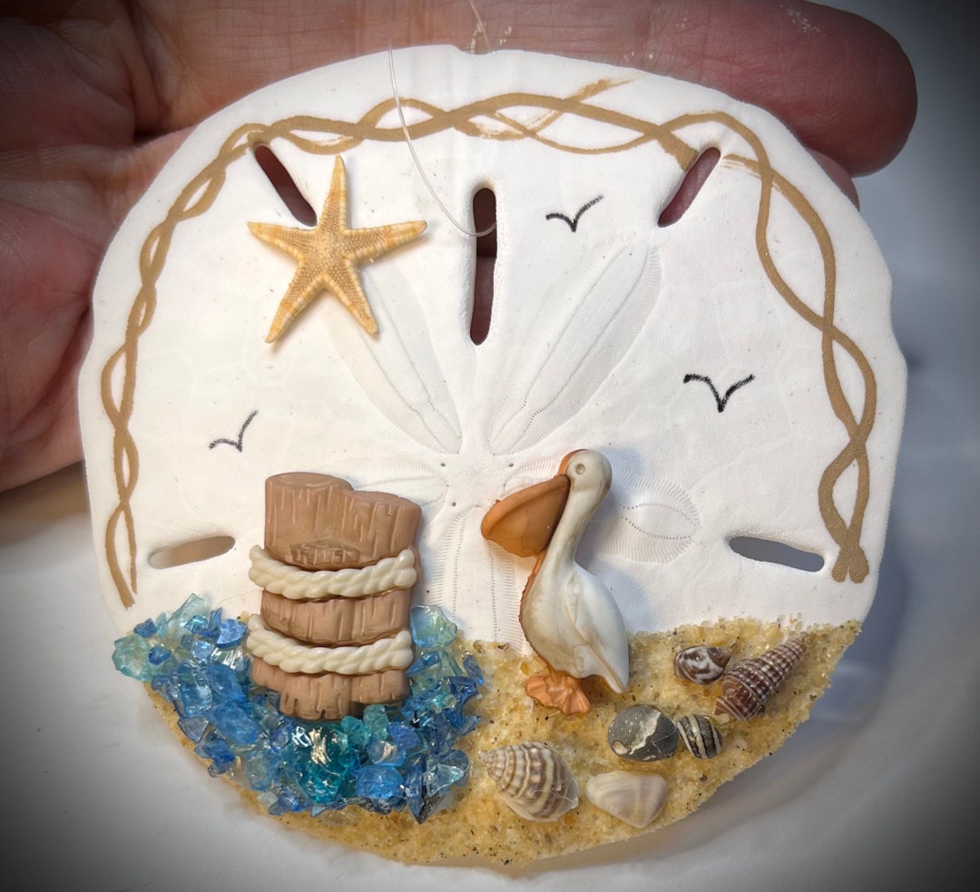 Pelican Ornament, Sand Dollar, Table Sitter, Nautical Decor, Gifts for ...