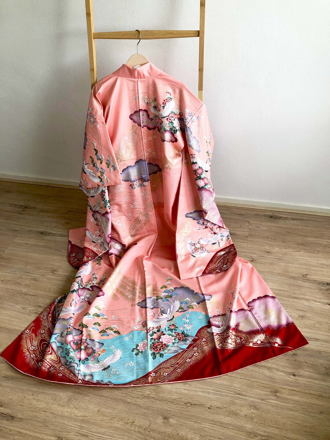 Japanese Furisode "light Pink Crane Dance” - Etsy