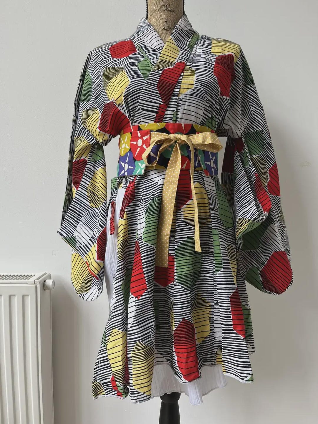 Original Yukata Remake Dress - Pop Color Kikko Pattern- - Etsy