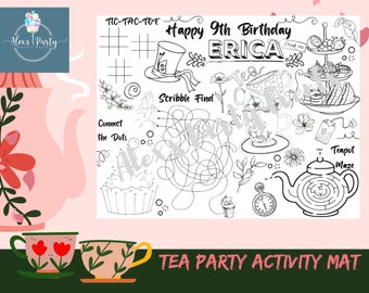Tea Party Coloring Placemat - Etsy