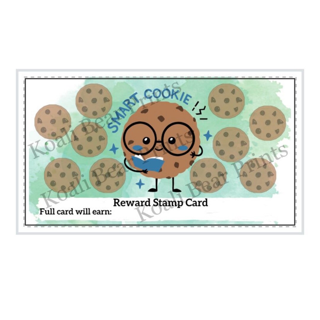 Smart Cookie Reward Stamp Card: Printable Punch Card (digital Download ...