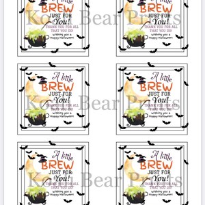Halloween Brew Gift Tag: Teacher, Staff Appreciation (digital Download ...