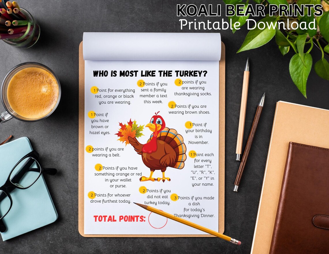 Printable Thanksgiving Game, Thanksgiving, Fun, Game, Party, Download ...