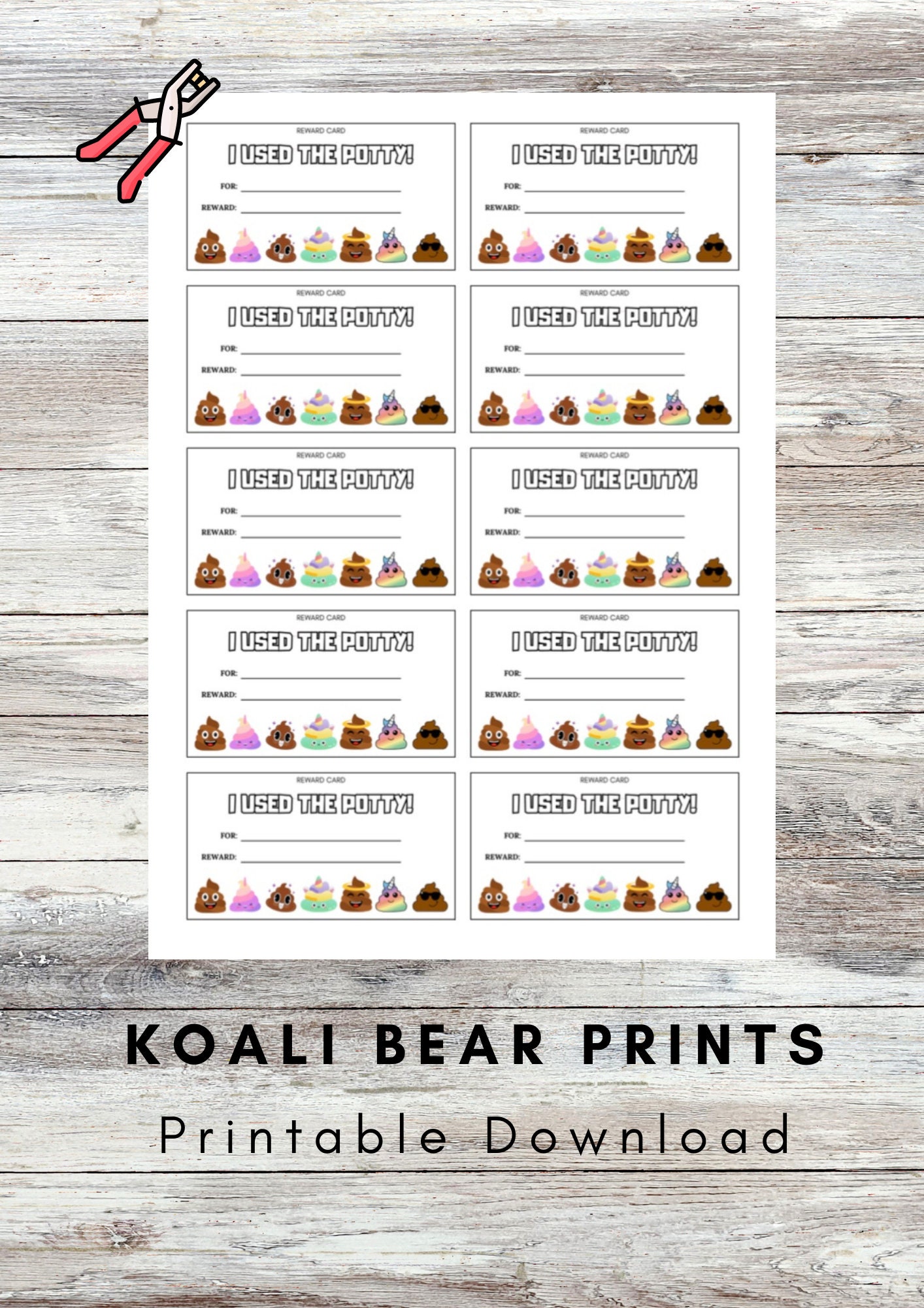 Multi Poop Emoji Potty Reward Punch Card - Digital Download Printable ...