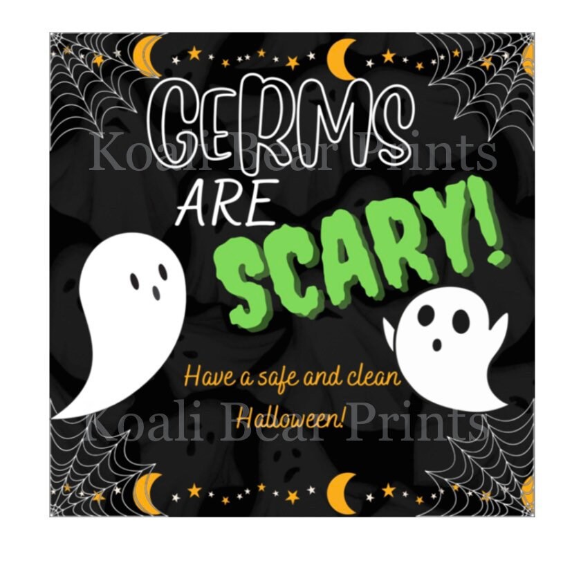 Halloween Gift Tags, Germs Are Scary, Sanitizer, Teacher, Fall ...