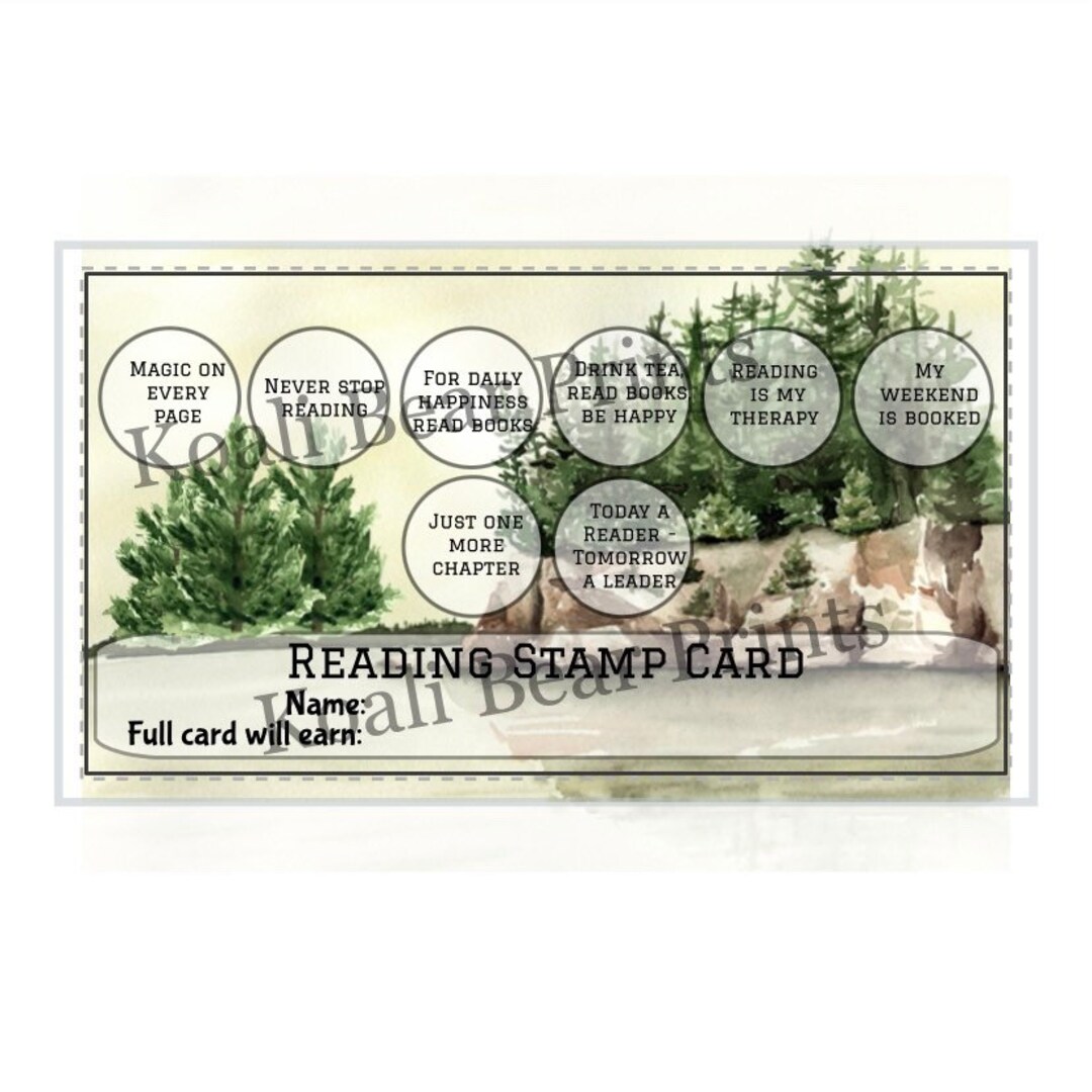 Forest Stamp Card Digital Download Printable - Punch Card - School ...