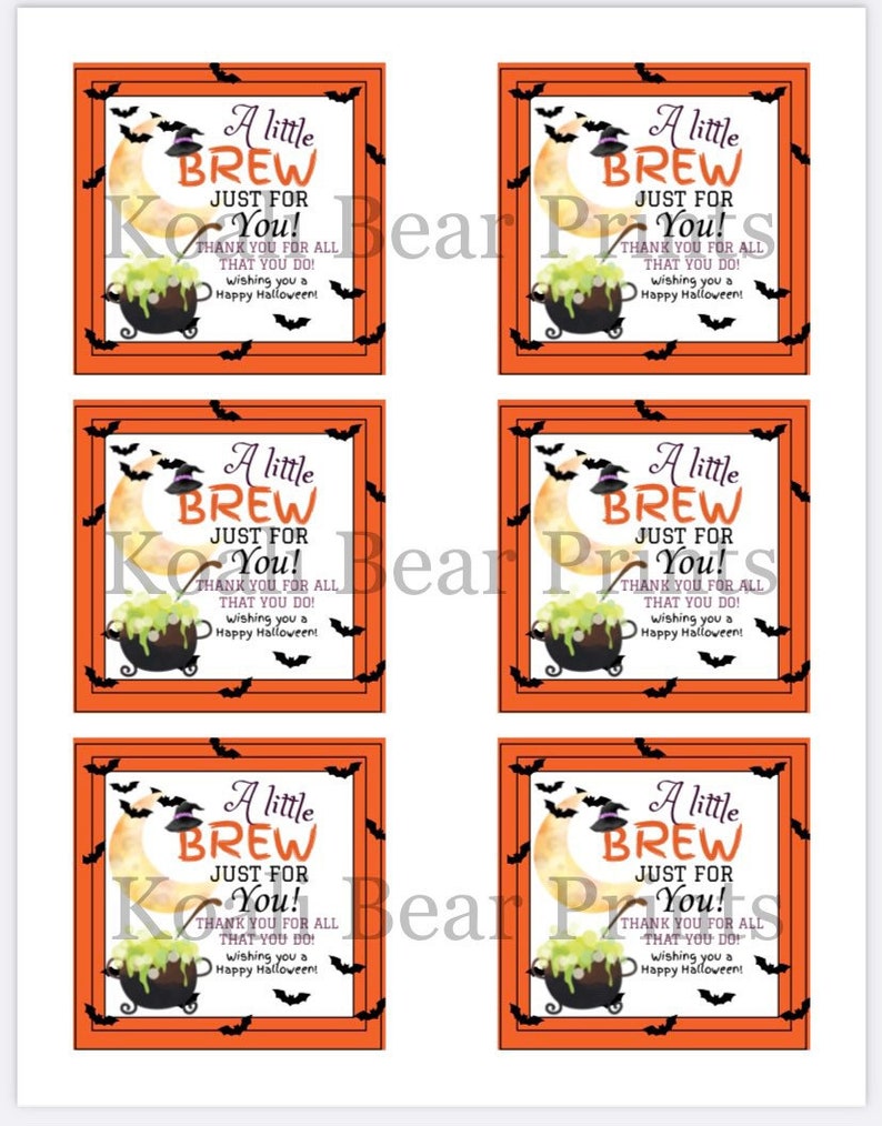 Halloween Brew Gift Tag: Teacher, Staff Appreciation (digital Download ...