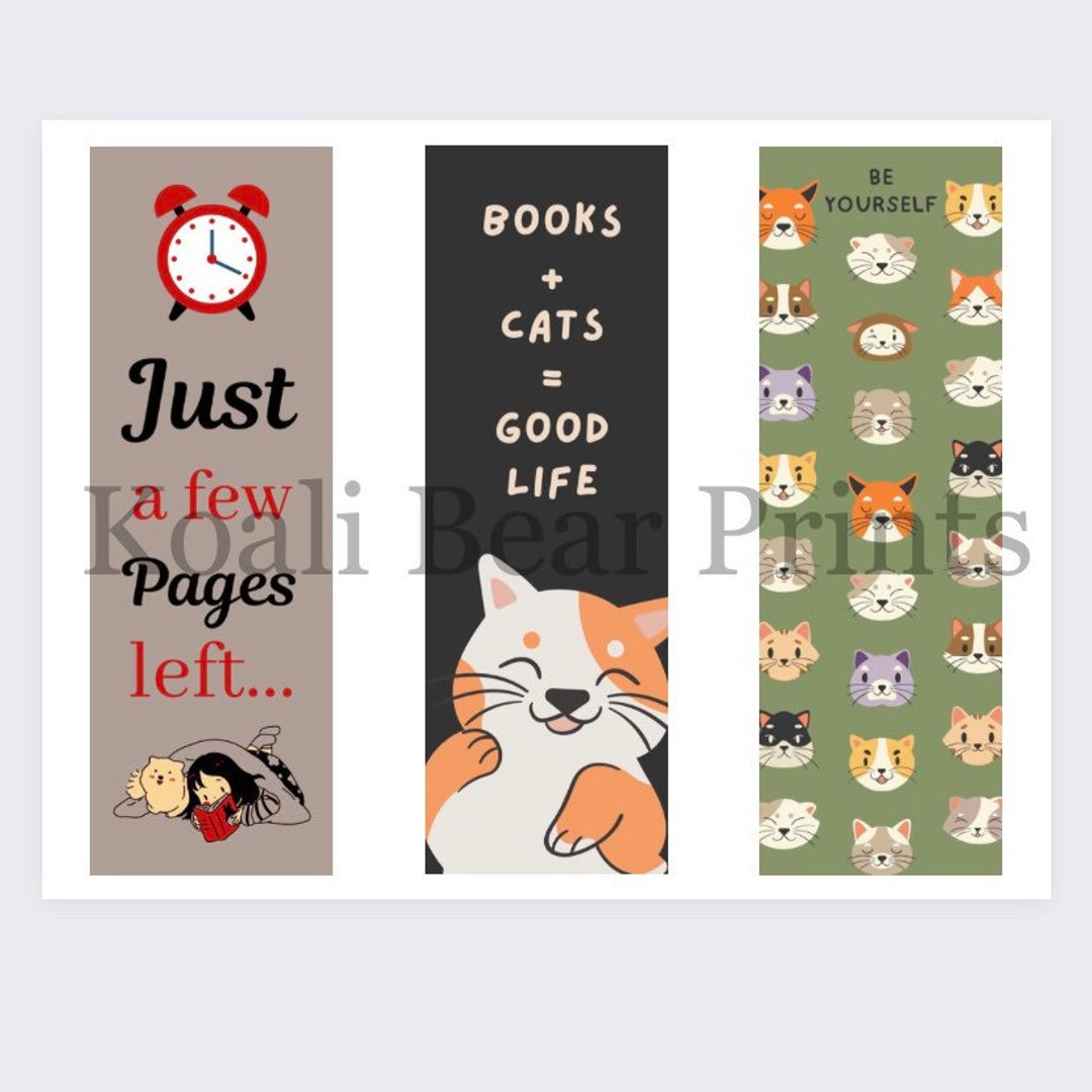 Cat Bookmarks - Digital Download Printable - Etsy