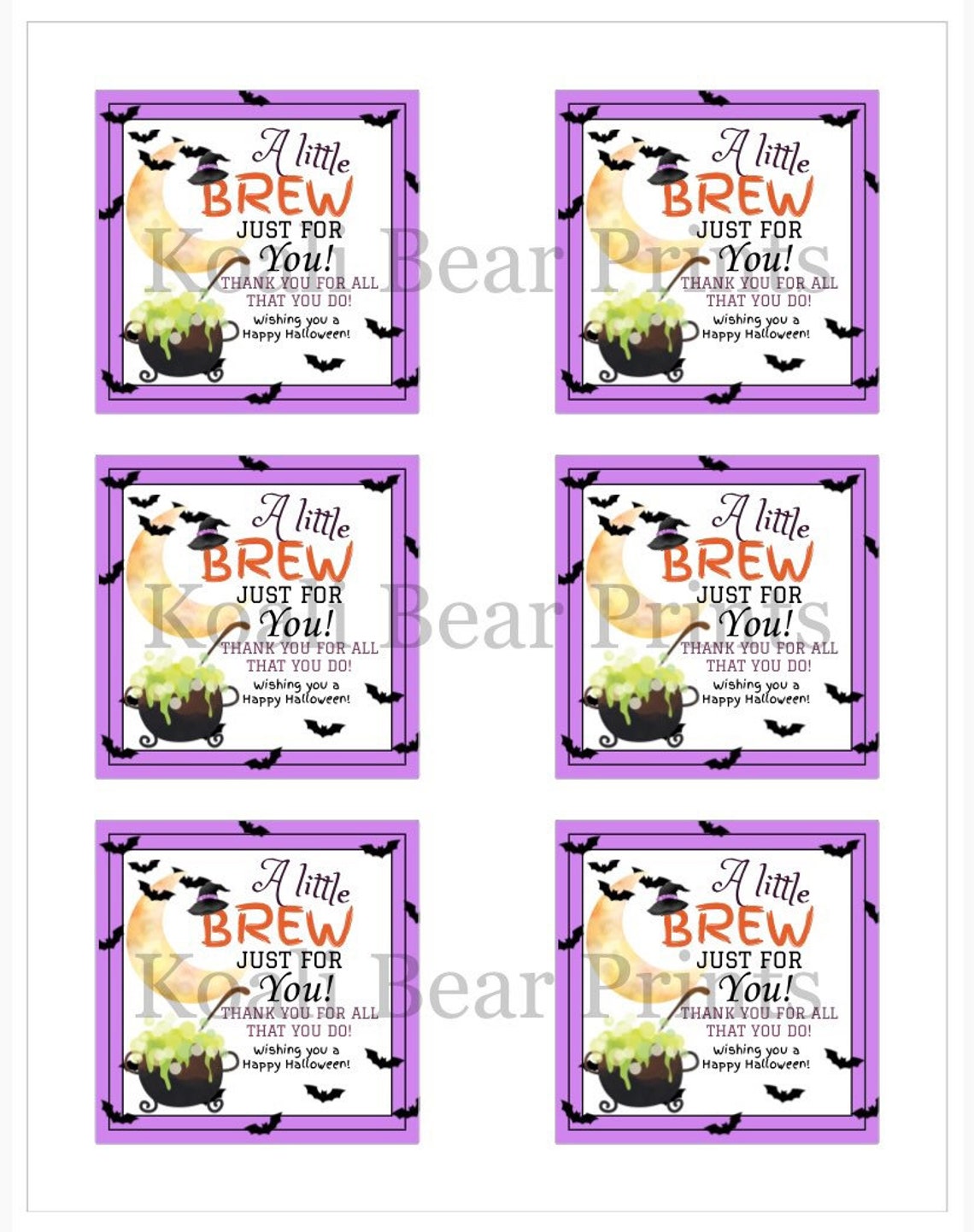 Halloween Brew Gift Tag: Teacher, Staff Appreciation (digital Download ...