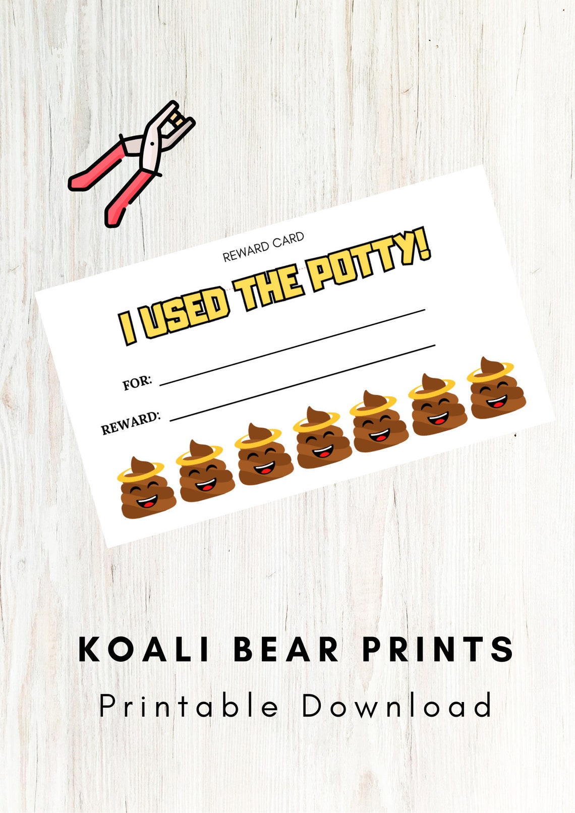 Angel Poop Emoji Potty Reward Punch Card - Digital Download Printable ...