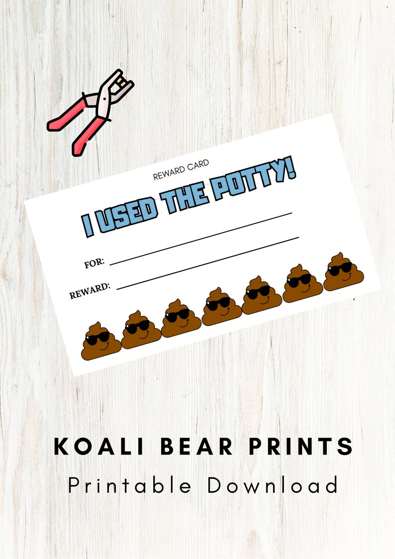 Cool Poop Emoji Potty Reward Punch Card - Digital Download Printable ...