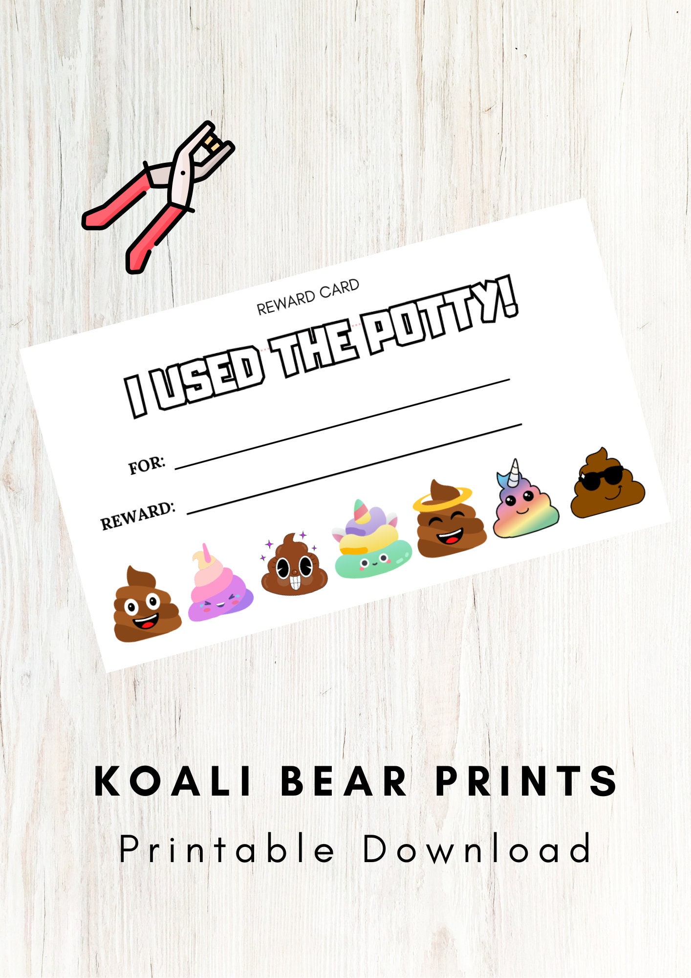 Multi Poop Emoji Potty Reward Punch Card - Digital Download Printable ...