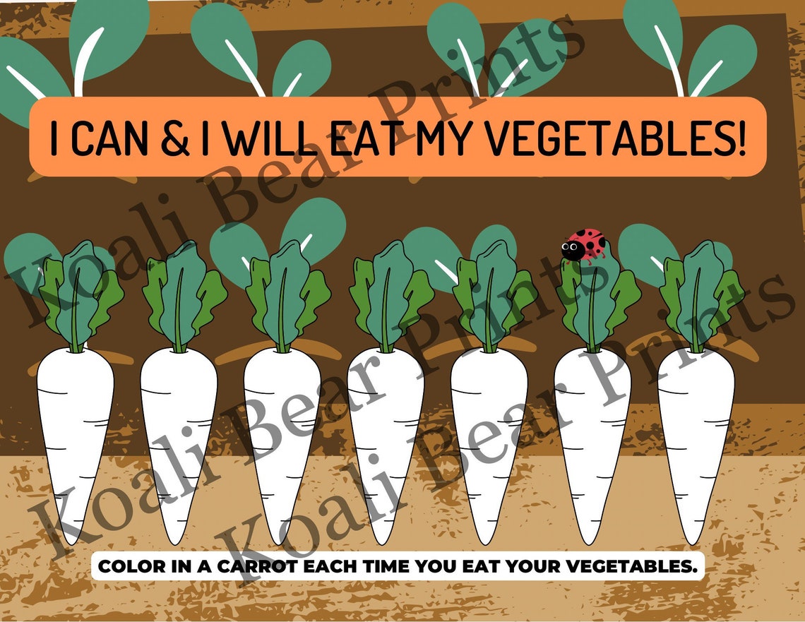 Carrot Vegetable Chart - Reward Chart - for Kids, Printable, Instant ...