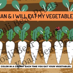 Carrot Vegetable Chart Reward Chart for Kids Printable - Etsy