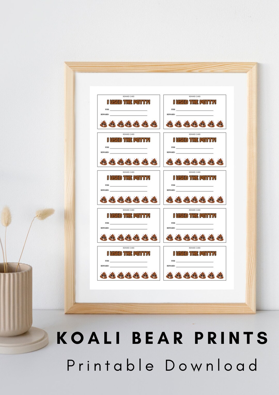Star Poop Emoji Potty Reward Punch Card - Digital Download Printable ...