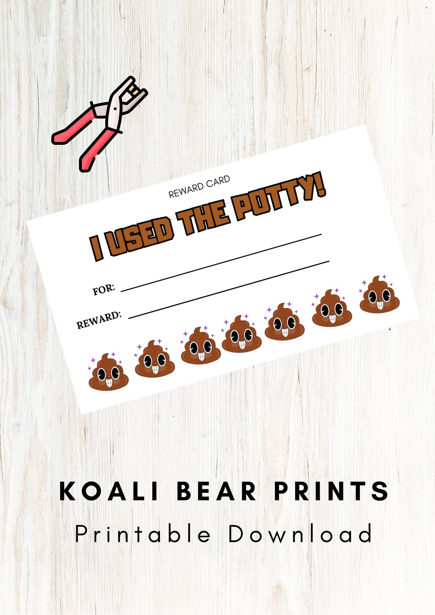 Star Poop Emoji Potty Reward Punch Card - Digital Download Printable ...
