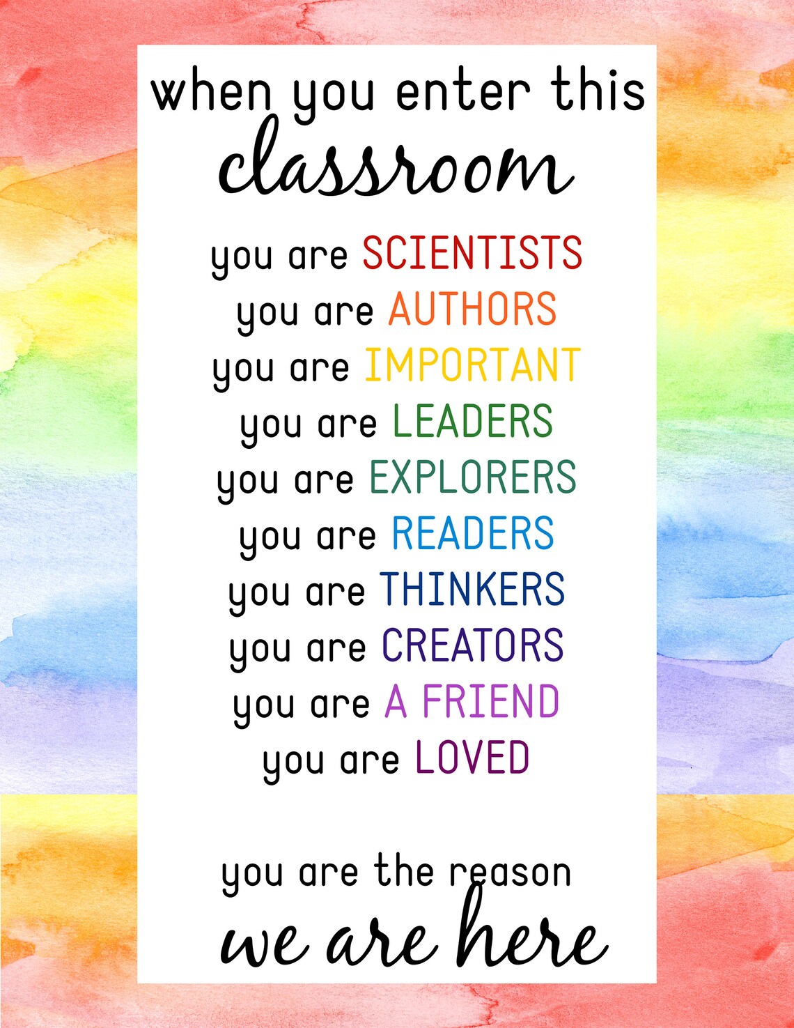 Rainbow Class Digital Download Printable Signs - Etsy