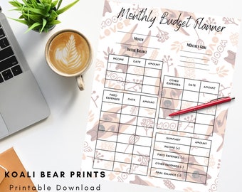 Cartoon Dogs Monthly Budget Planner, Minimalist download, Finance ...