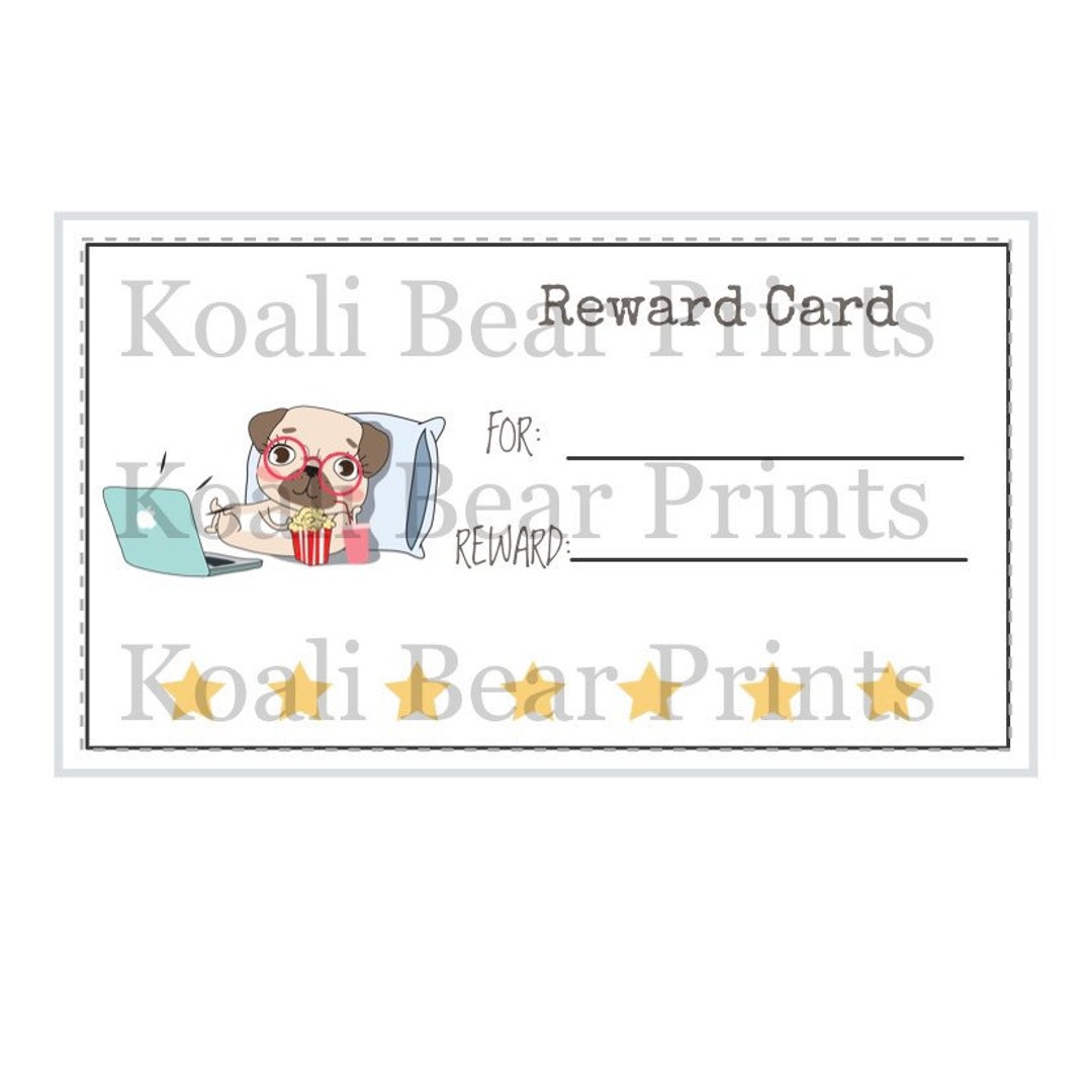 Pug Reward Punch Card: Printable Homeschool Teacher Resource (digital ...