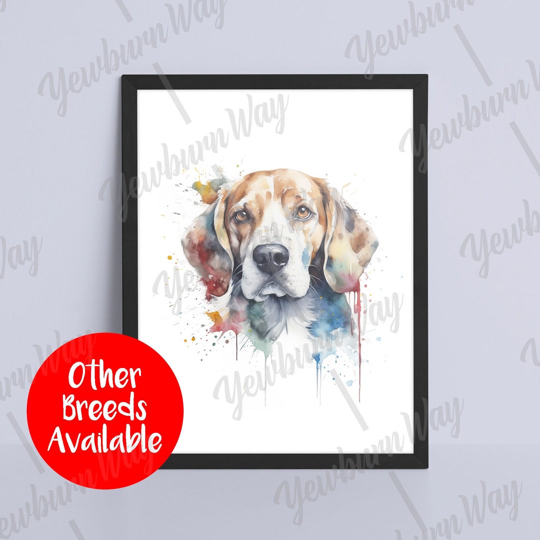 Watercolour Dogs Art Print, Dog Breeds Gift Poster, Living Room Decor ...